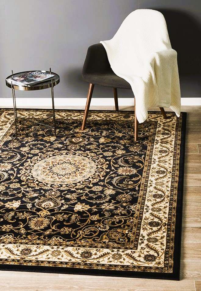 Sydney Rugs Navy Cream Persian Oriental Pattern Traditional Rug SYD 9 NI Sydney Rugs Warehouse online Australia sells Cheapest Rugs Online and instore in Sydney